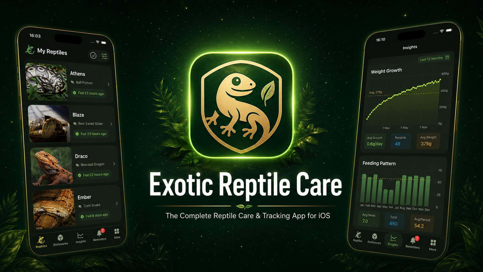 Reptile Care App — Track Feeding, Shedding & Health | Free iOS